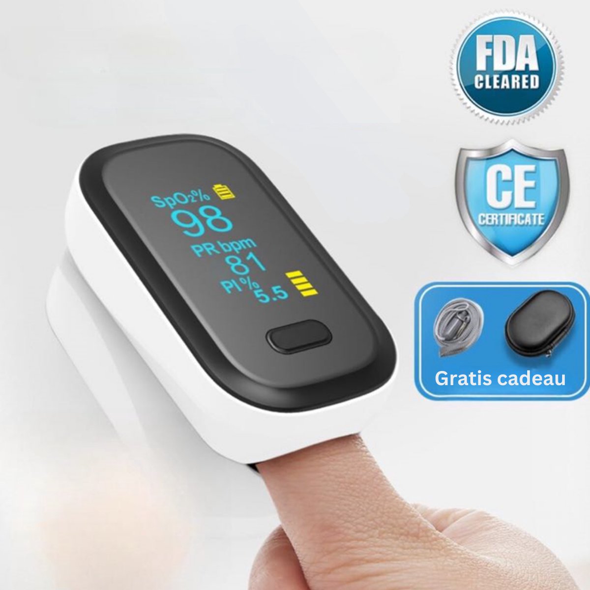 Bloeddrukmeter - Hartslagmeter BPM - Zuurstofmeter Vinger SpO2 ...