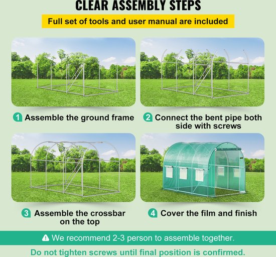 VEVOR Garden Broeikas-3 x 2,1 x 2,1 m Inloop Tunnelkas-Gegalvaniseerd ...