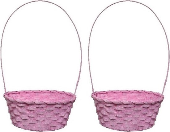 4x stuks roze rieten mandje met hengsel 38 cm - Opbergen - Decoratie ...