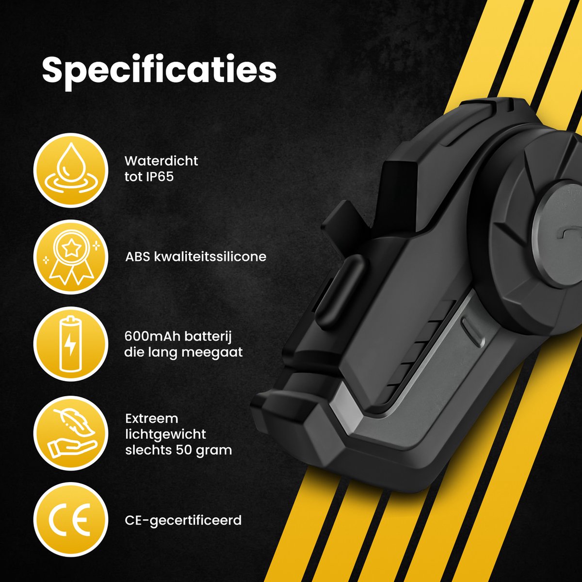 PROKING Bluetooth helm intercom - Motorhelm Intercom 2 rijders ...