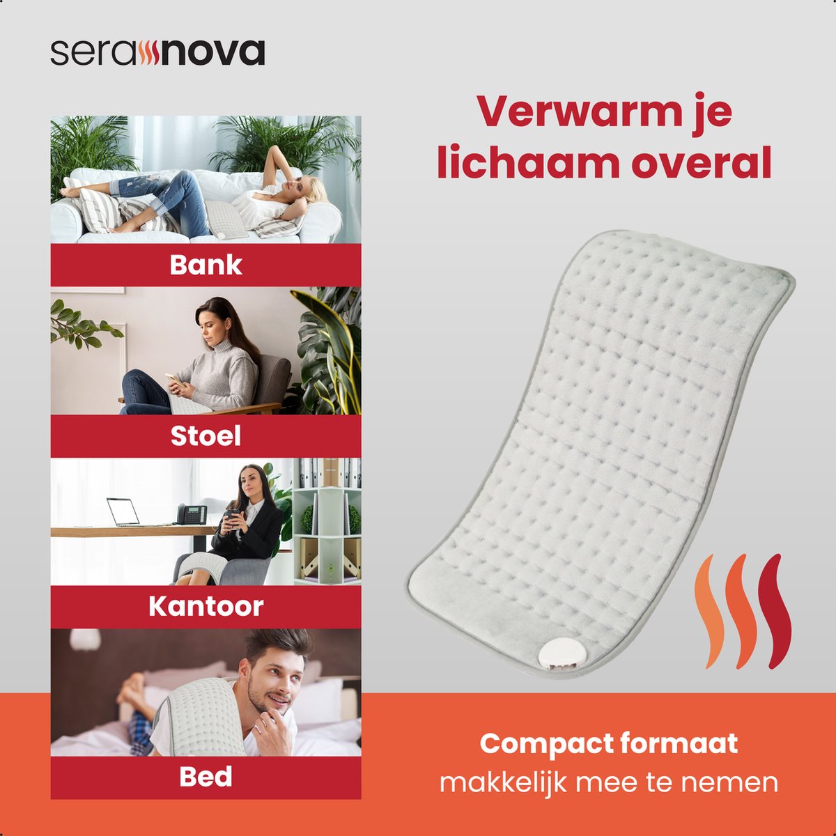 Seranova Elektrisch Warmtekussen voor Rug, Voeten, Nek, Schouders, Buik ...