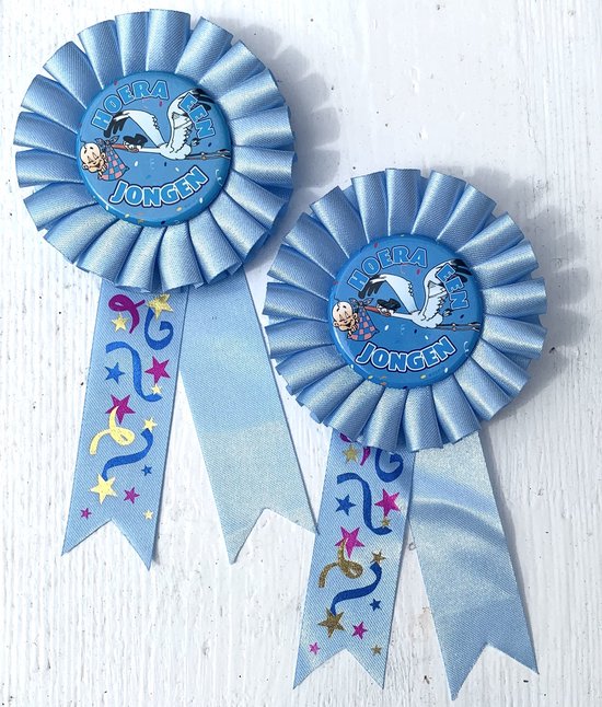 2 rozetten Hoera een Jongen - genderreveal - babyshower - geboorte ...