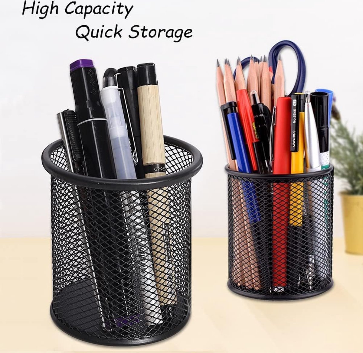 Pennenhouder, draadmetalen pennenkoker, zwarte pennenhouder ...