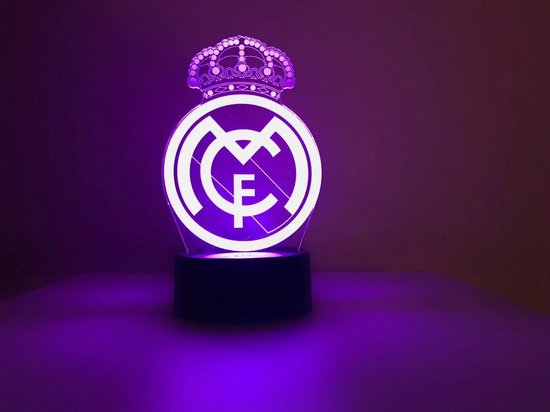 Lumi 3D Nachtlamp - 16 kleuren - Real Madrid - Voetbal - LED Illusie ...