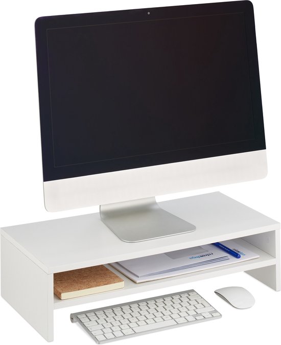 Relaxdays monitorstandaard met extra plank -14,5 x 54 x 25,5 cm - voor ...