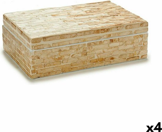 Decoratieve Doos Wit Beige Parelmoer spaanderplaat 15 x 7,2 x 25,2 cm ...