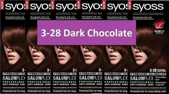 Syoss Colors - 3-28 Dark Chocolate - Haarverf - 6 stuks - Voordeelverpakking | bol