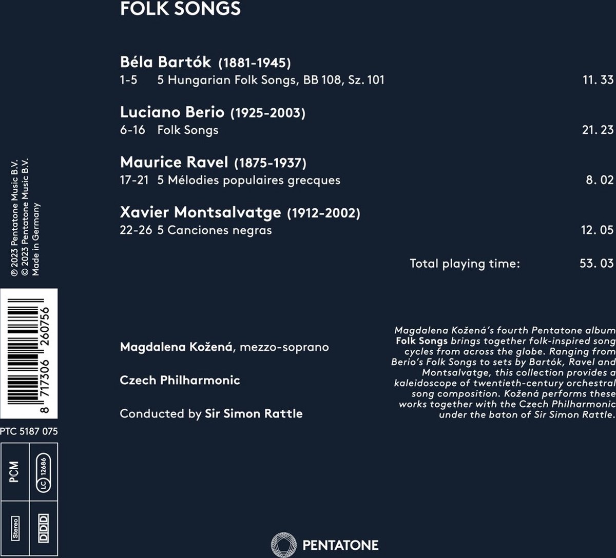 Czech Philharmonic, Magdalena Kozená, Sir Simon Rattle - Folk Songs (CD ...