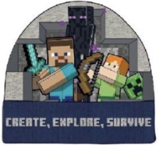 Minecraft Muts - Blauw - maat 54 | bol