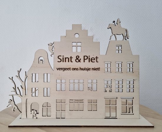 LBM sint en piet decoratie plateau - hout - versiering - deco | bol