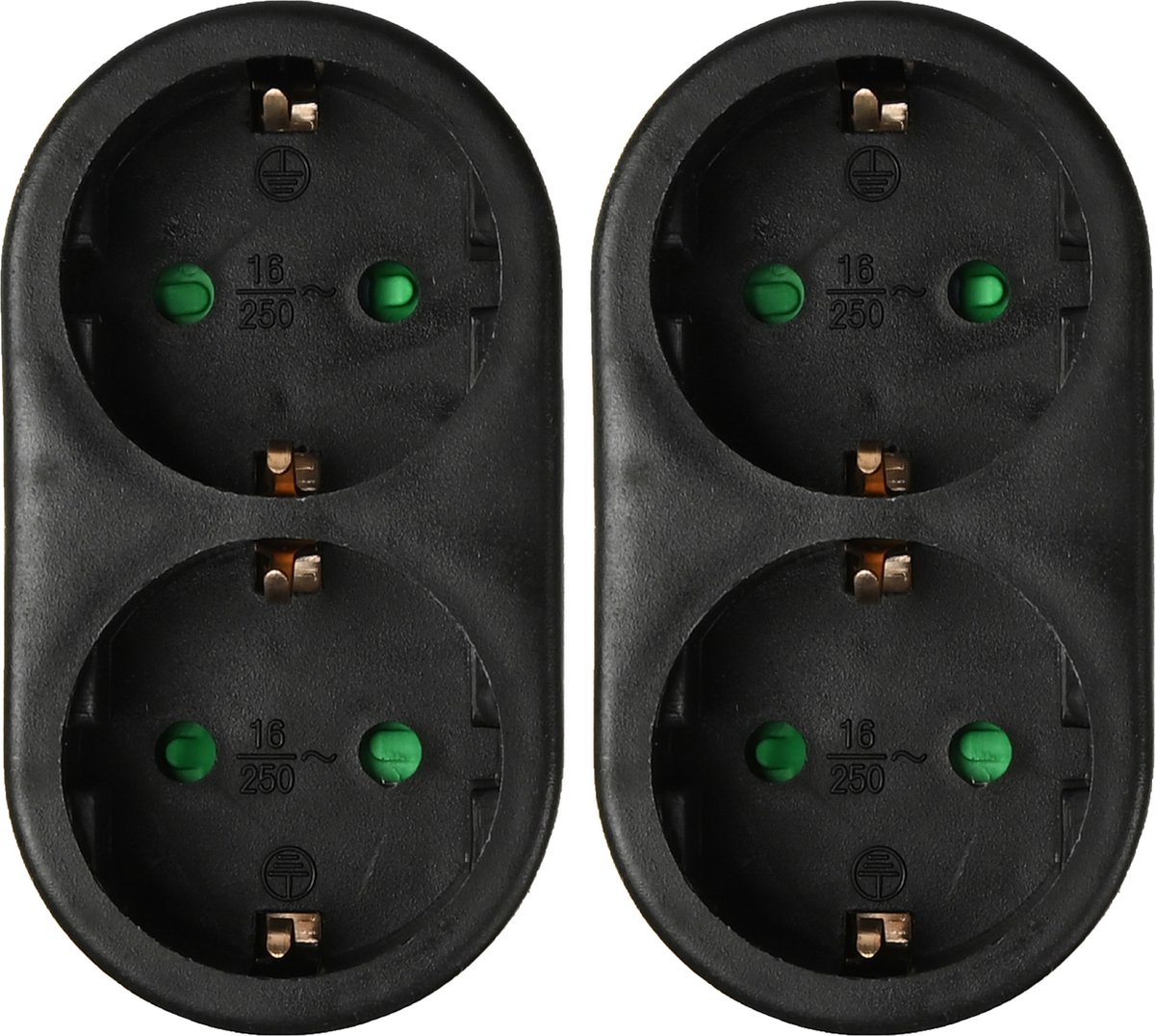 Benson Stopcontact splitter - 2x - duo - zwart - randaarde - verticaal ...