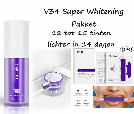 SmileKit - V34 Super Whitening Pakket- Tandenbleekset - Bestaande uit ...