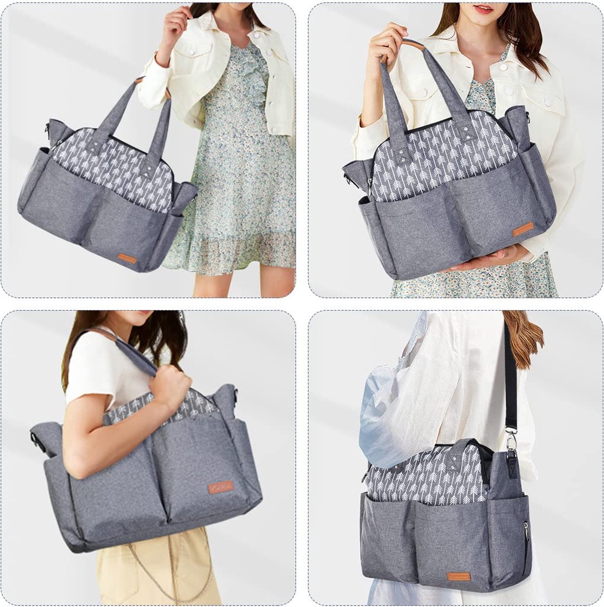 Luiertas voor baby's, groot, met aankleedkussen voor op reis, met 2 ...