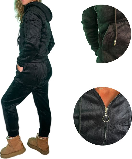 Grijs - Huispak - Fleece - Maat 40-42 - Dames - Joggingpak - Gewatteerd ...