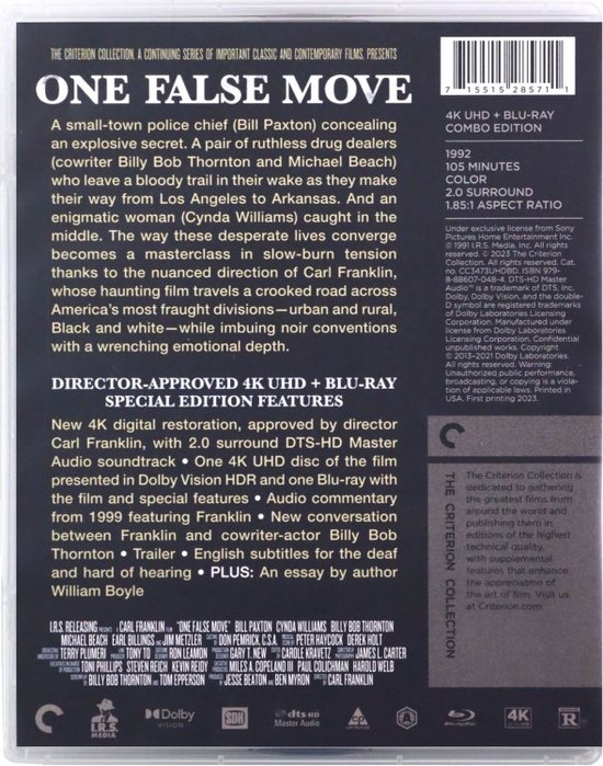 One False Move [Blu-Ray 4K]+[Blu-Ray], Bill Paxton | Dvd's | bol