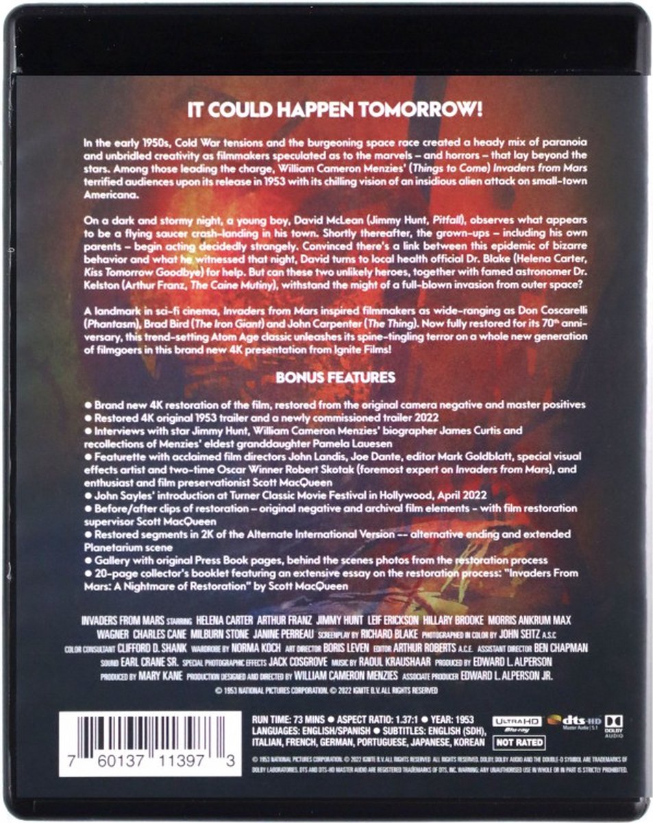 Invaders from Mars [Blu-Ray 4K], Leif Erickson | Dvd's | bol