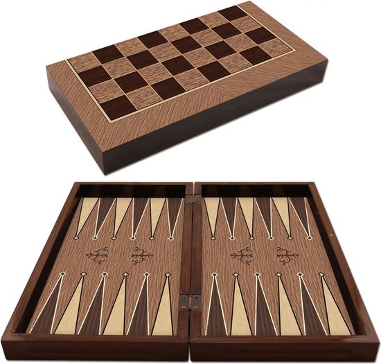 Backgammon-Turks Tavla-Star Polyester Antiek Eiken Backgammon Grote Maat 25,5x49x6 cm... | bol
