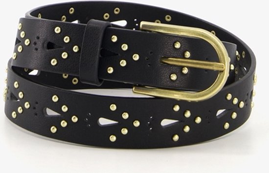 Dames riem met goudkleurige studs zwart - Maat 85 | bol.com