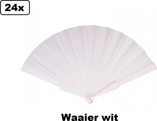 24x Waaier wit - Carnaval optocht thema feest festival decoratie fun ...