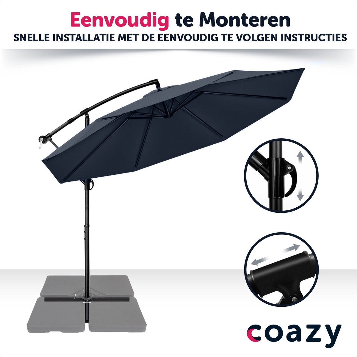 Coazy | Zweefparasol met voet | Parasol voor in de tuin | bol.com