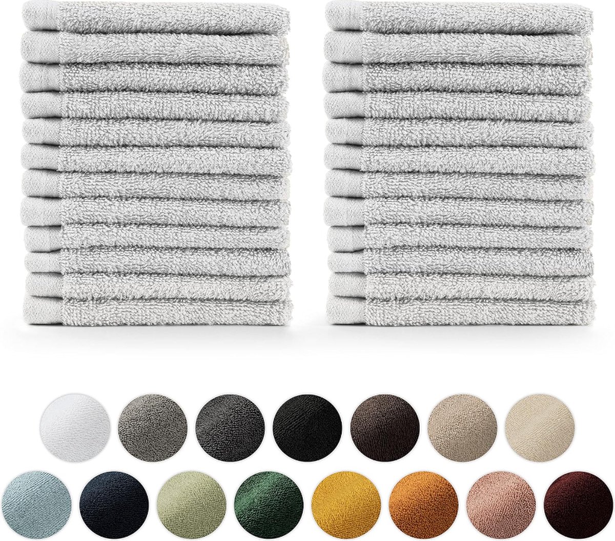 handdoekenset 24 washandjes 30x30 - zacht en absorberend, 100% katoen ...