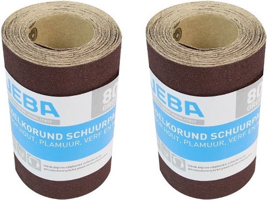 Set van 2x Schuurpapier op rol - Grof - P80 - 110mm x 4,5 meter ...