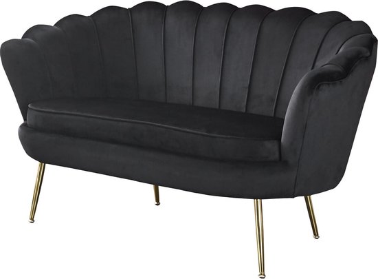 Bank Chanelle Zwart - Velours - Breedte 136 cm - Zithoogte 44 cm ...