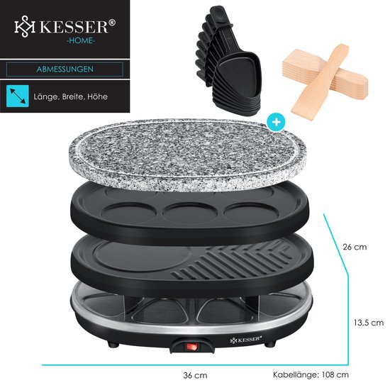 KESSER® Raclette met natuurlijke Grillplaat - Gourmet en Raclette Set ...