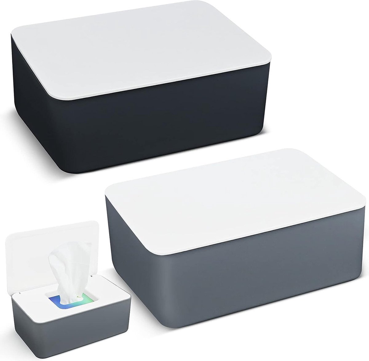 Billendoekjes box - Zwart - Grijs - Tissue Box - Wipe box ...