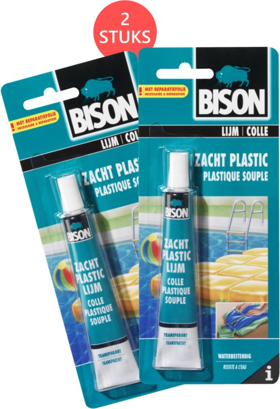 Bison zacht plastic lijm - 2 stuks - vinyl & zacht PVC - waterbestendig ...