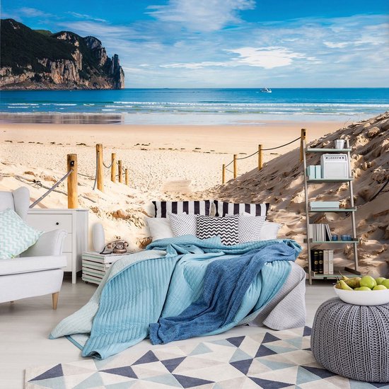 Fotobehang - Vlies Behang - Strandpad naar Strand en Zee - 416 x 254 cm ...