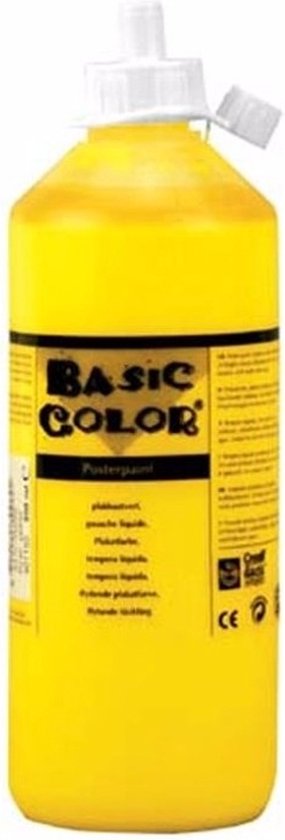 Hobby knutselen kinder verf op waterbasis - geel - 500 ml - Schilderen ...