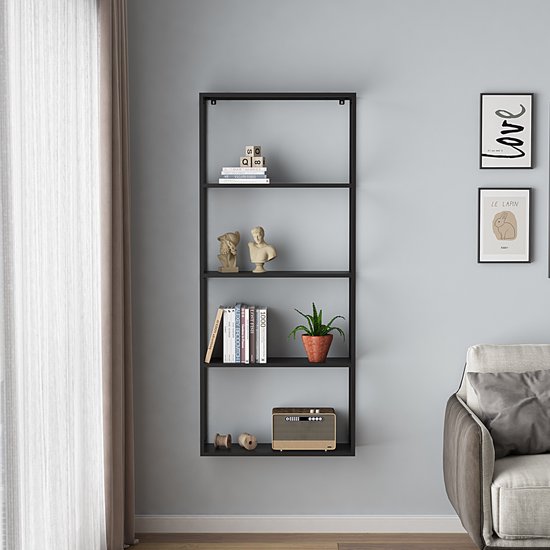 Wandplank Jämijärvi staal 140x60x18 cm zwart | bol