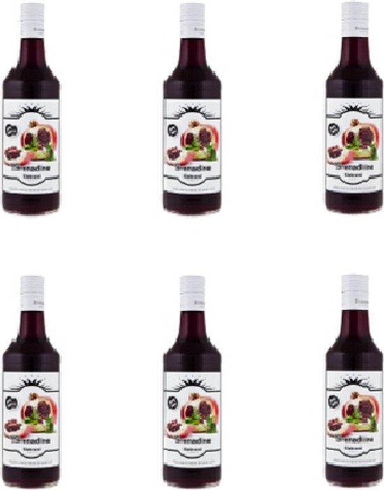 Siebrand Limonadesiroop grenadine 50% sap 700 ml per fles, doos 6 flessen | bol