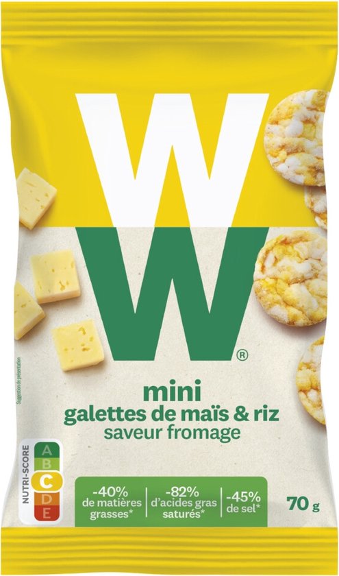 7x WW Mini Rijst- en Maiswafels Kaassmaak 70 gr | bol