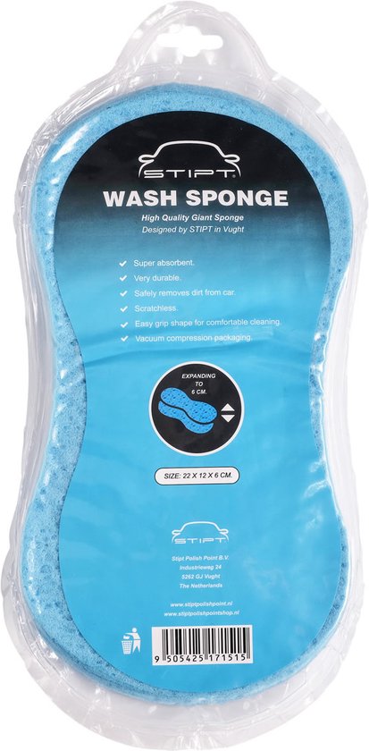 Stipt Spons 23x11cm - Wash Sponge Blauw | bol