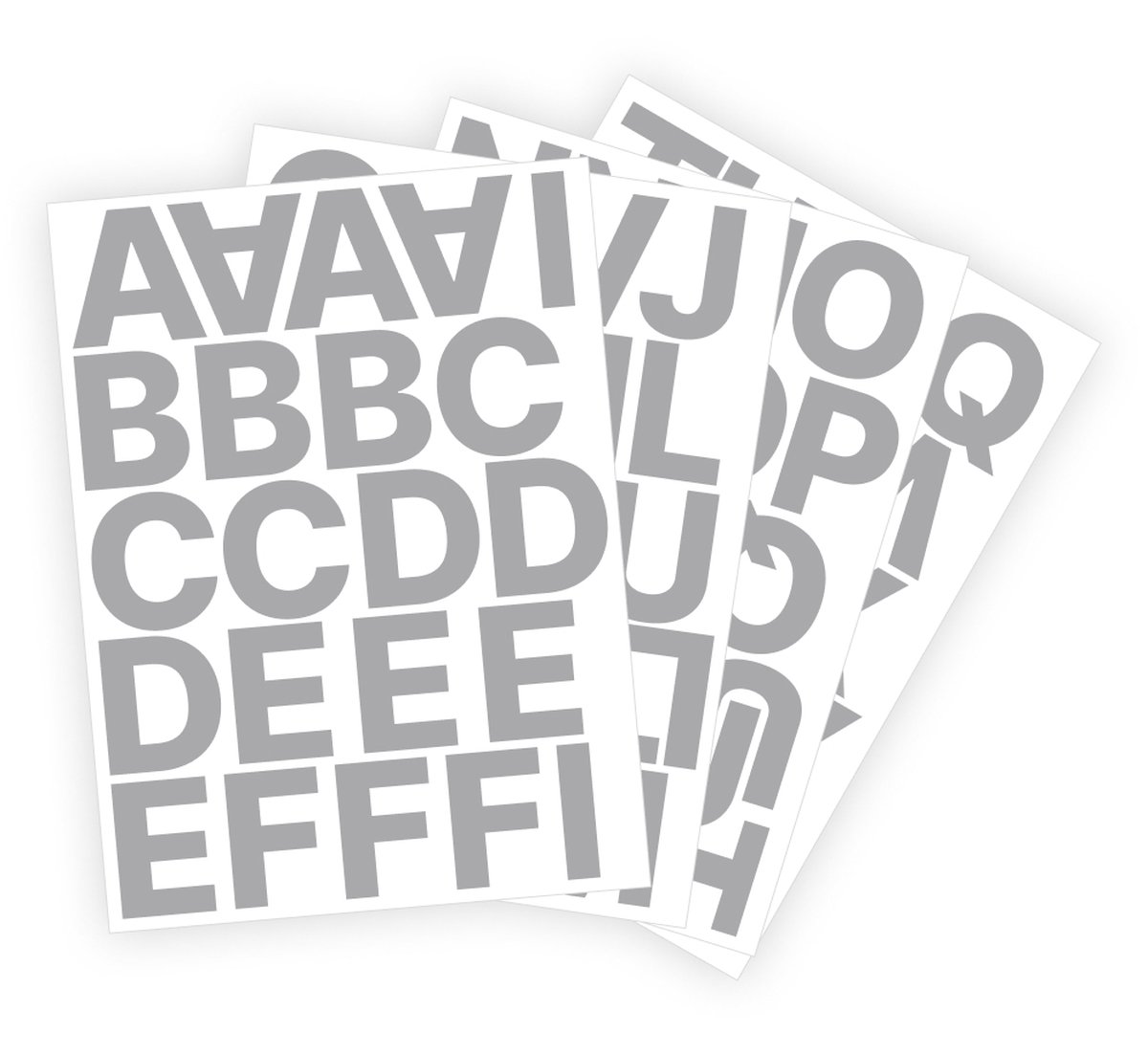 Letter stickers / Plakletters - Set - Metallic Zilver - 5cm hoog ...