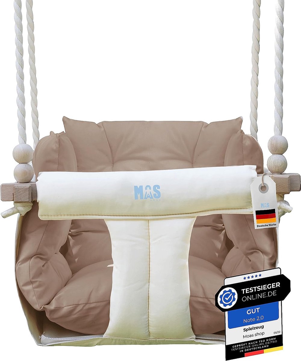 Babyschommel, voor binnen en buiten, van haagbeuken, met anker- en ...