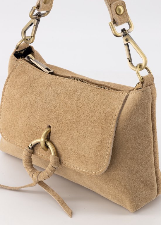 Leren suede crossbodytasje/handtasje, zand - Cosi | bol