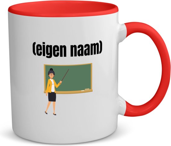 Akyol - docent met krijtbord met eigen naam koffiemok - theemok - rood ...