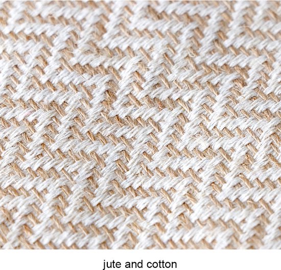 Gewoven Juten en Katoenen Opbergmand Leren handvat 48x33x26cm | bol