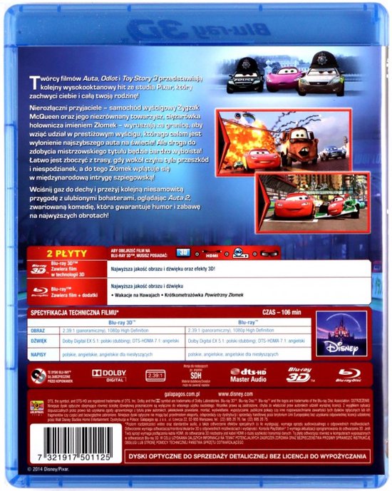 Cars 2 [Blu-Ray 3D]+[Blu-Ray], John Ratzenberger | Dvd's | bol