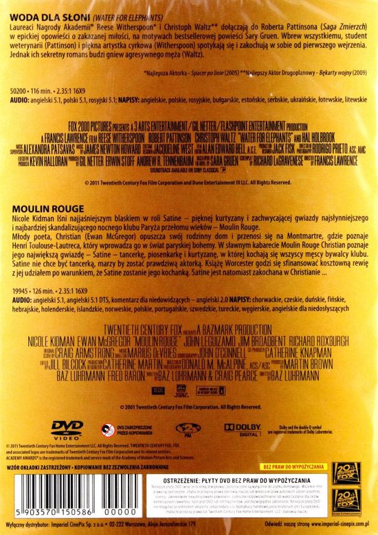 Woda Dla Słoni / Moulin Rouge ! [BOX] [2DVD] (Dvd), Adrienne Rusk | Dvd ...