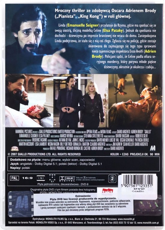 Giallo [DVD] (Dvd), Adrien Brody | Dvd's | bol
