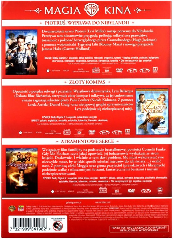 Peter Pan / The Golden Compass / Inkheart [3DVD] (Dvd), Teatro Alla ...