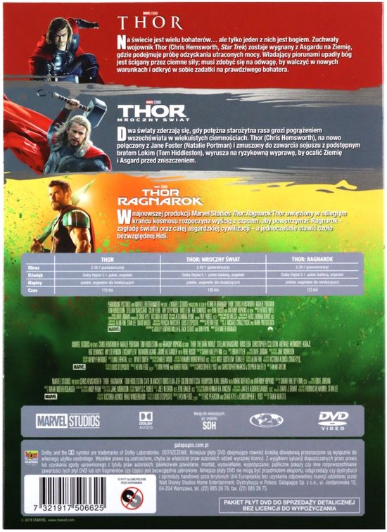 Thor Trilogy: Thor / Thor: The Dark World / Thor: Ragnarok [3DVD] (Dvd), Marjorie... | bol