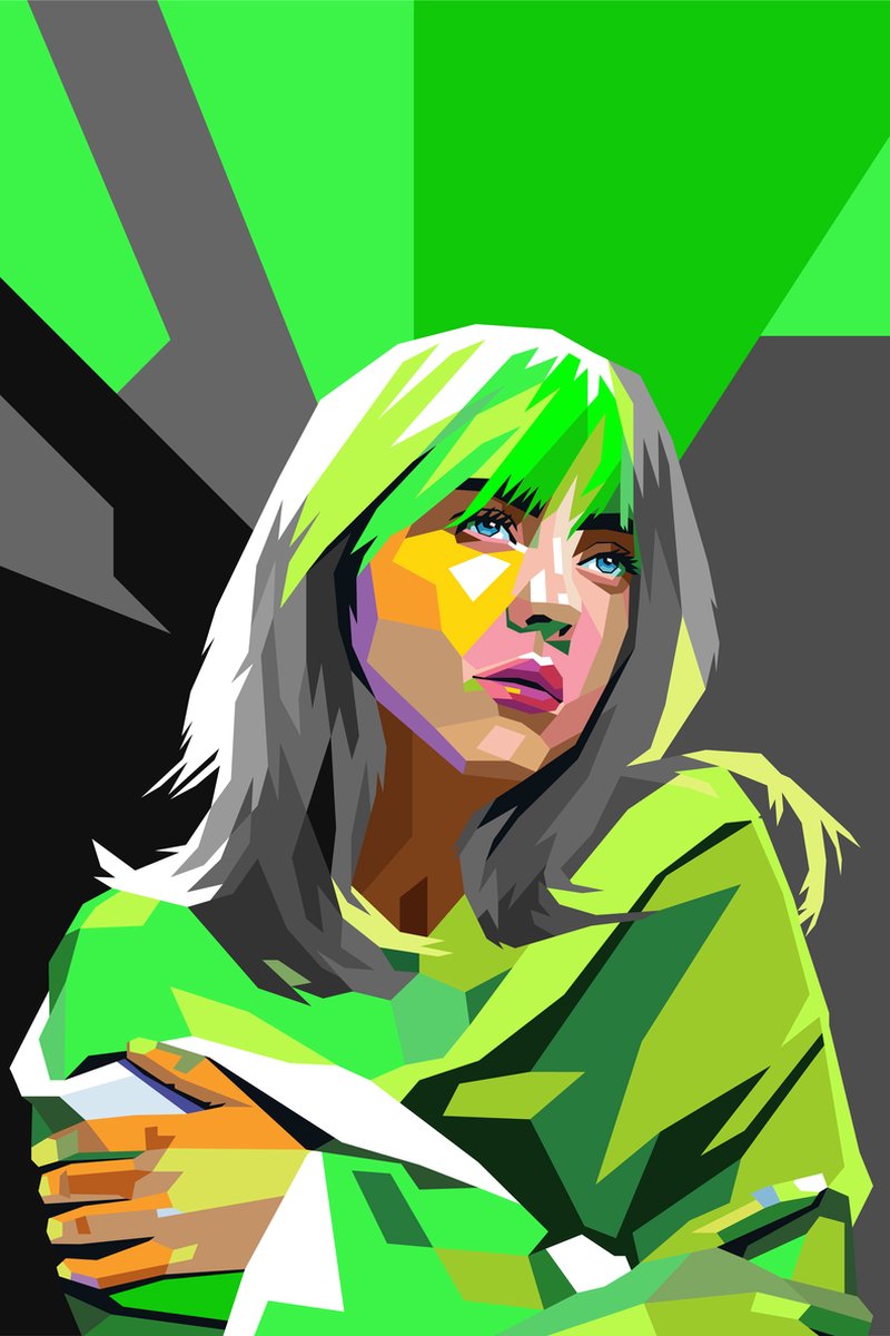 Billie Eilish Poster | Muziekposter | Billie Eilish Pop Art | Groen ...