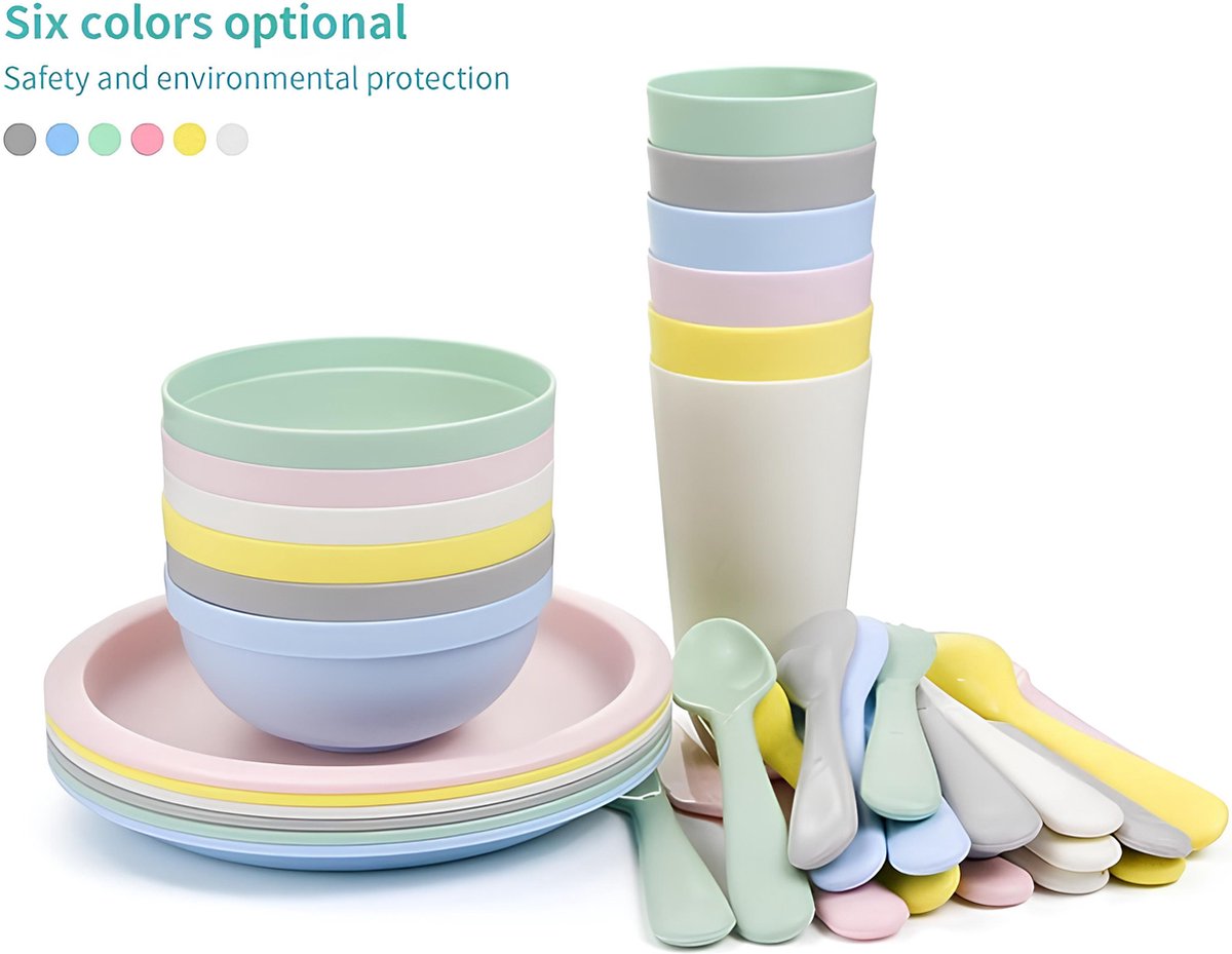 Diner Sets Plastic voor 6 Personen, 36 Stks Onbreekbare Camping Borden ...