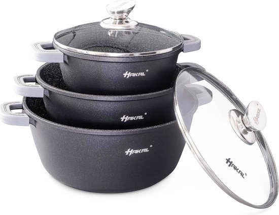 Hakal premium Pannenset - Kookpannen Braadpan Inductie 6-delig - Anti ...