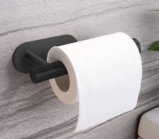 Toiletrolhouder - WC Rolhouder Zwart zonder Boren - Toiletrol Houder ...